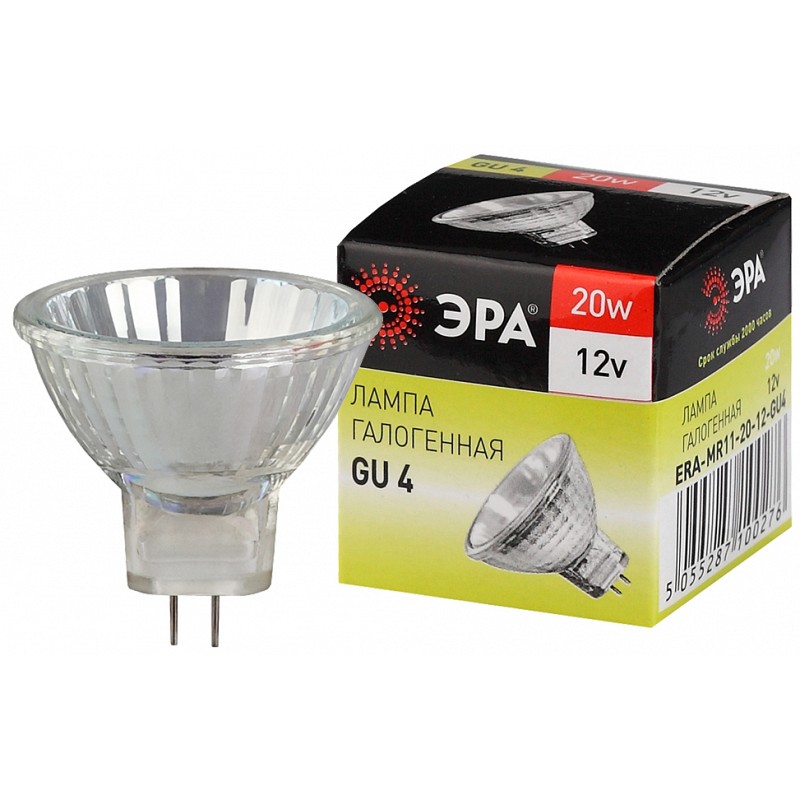 Галогенная лампочка ЭРА GU4-MR11-20W-12V-30CL, C0027361