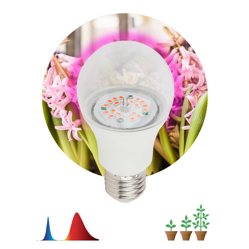 Фитолампа для растений светодиодная ЭРА FITO-10W-RB-E27-K красно-синего спектра 10 Вт Е27, Б0039069