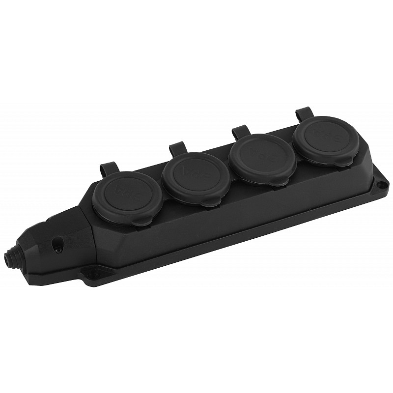K-4e-B-IP44 Каучуковая колодка ЭРА с заземлением 4 розетки 16A IP44 ...