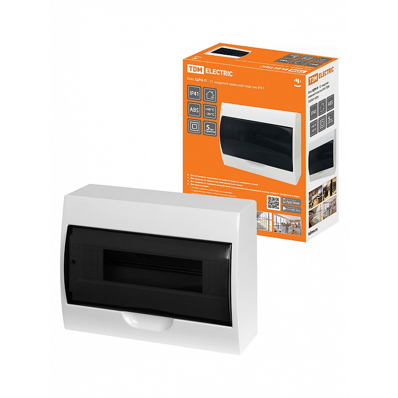 Бокс ЩРН-П-12модулей навесной пластик IP41 TDM, 399, SQ0901-0004
