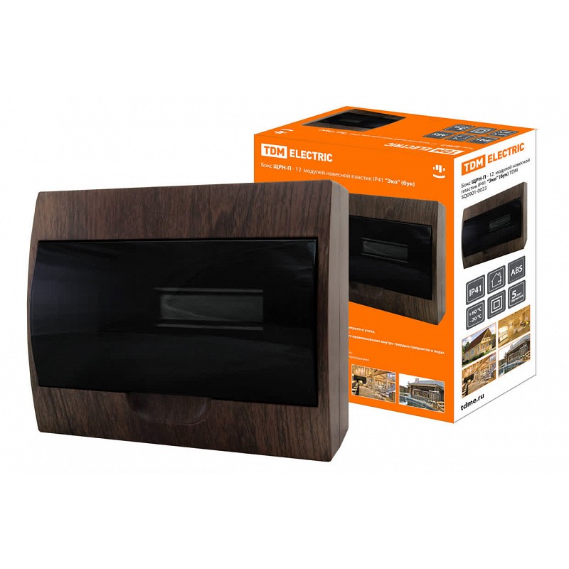 Бокс ЩРН-П-12 модулей навесной пластик IP41 Эко бук TDM, 12543, SQ0901-0023