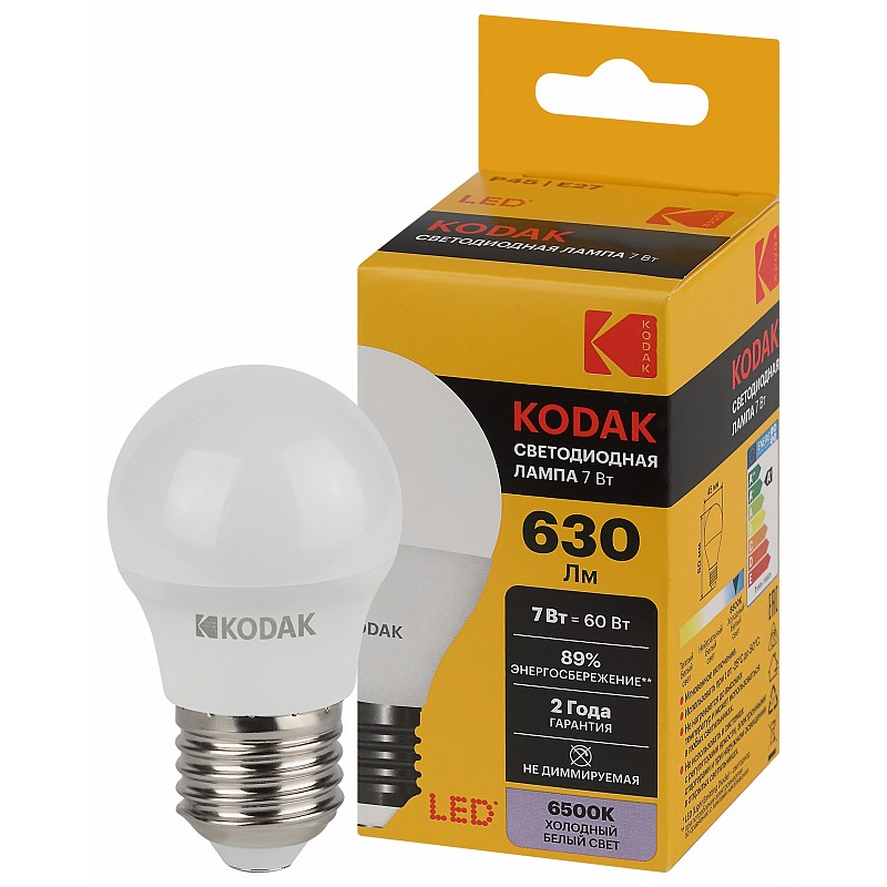 LED KODAK P45-7W-865-E27 Светодиодная лампочка Kodak, Б0057616