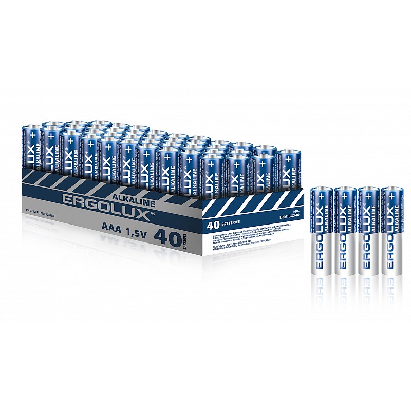Стандартная мизинчиковая батарейка Ergolux Alkaline PRO LR03 BOX40 ...