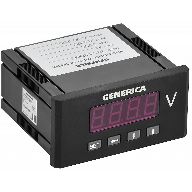 Вольтметр цифровой щитовой однофазный 48х96мм LED GENERICA, Navigator ...